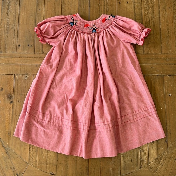 Dresses | Boutique Red Gingham Clown Embroidered Smocked Dress | Poshmark